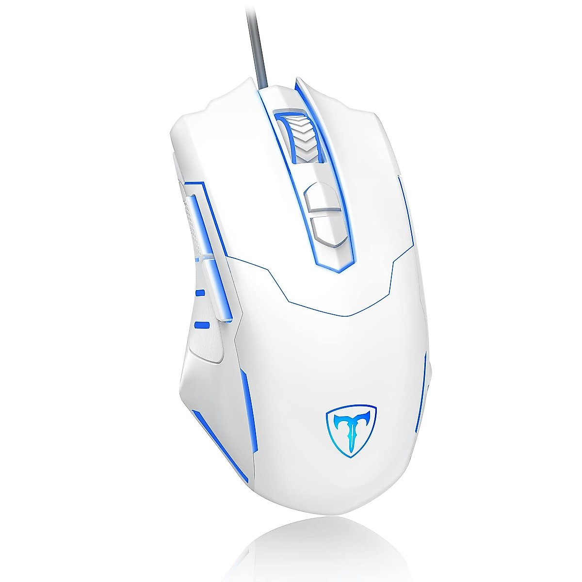Lizsword Wired Gaming Mouse, PC Gaming Mice [Breathing RGB LED] [Plug Play] High-Precision Adjustable 7200 DPI, 7 Programmable Buttons, Ergonomic Computer USB Mouse Windows/PC/Mac/Laptop Gamer-White