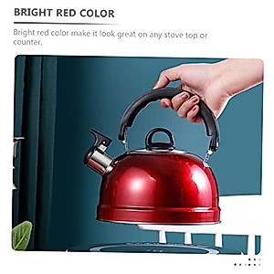 STOBAZA 3pcs Buzzing Kettle Induction Tea Kettle Cordless Kettle Camping Tea Kettle Water Kettle Stovetop Stainless Steel Whistling Teapot Boiling Tea Kettle Water Pot Anti-rust Kettle Red
