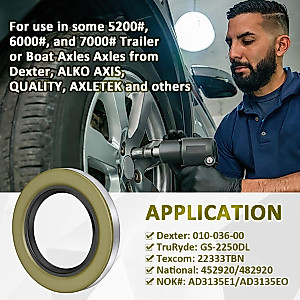 NOOTO 4 Pack 10-36-LOTOF4 Double Lip Grease Seal 2.25 x 3.376 Compatible with Dexter 010-036-00, TruRyde GS-2250DL, Texcom 22333TBN, National 452920, 482920, NOK AD3135E1, AD3135EO