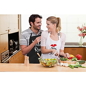 Kwieema Mr. Right Mrs. Always Right Aprons for Couple/Mr Mrs Apron Bridal Shower Present for Bride,Wedding Gifts for Couple,10th Anniversary Present for Couple, His and Hers Funny Apron1
