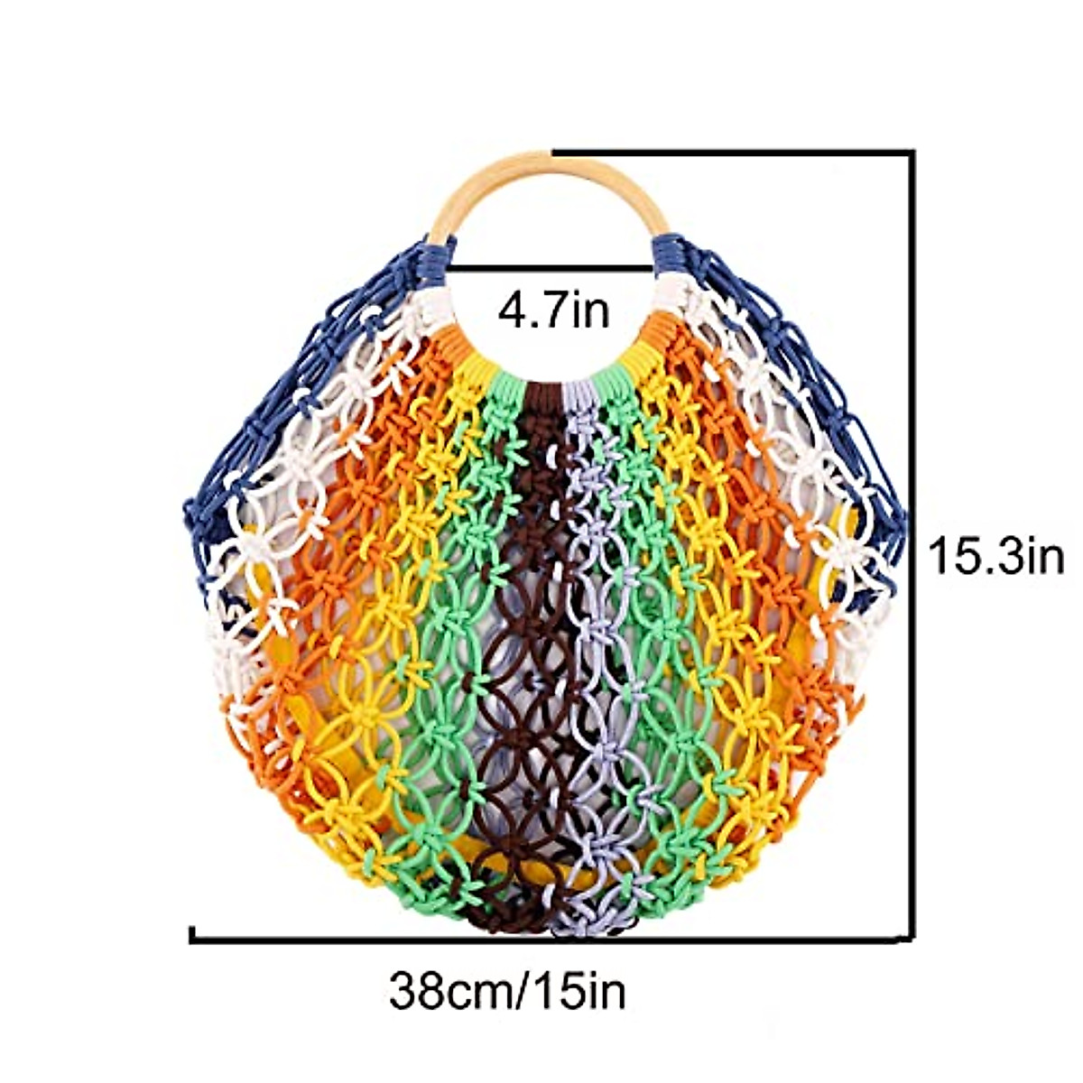 Ayliss Women Tote Handbag Top-handle Clutch Summer Beach Cotton Crochet Woven Handmade Fishing Net Casual Bag Pouch Purse (Multicolor #1)