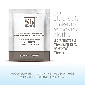 Soapbox Fragrance-Free Makeup Remover Wipes - Gentle Facial Cleansing Wipes for Eye Makeup, Dirt and Oil, Alcohol Free Makeup Remover Pads 50 Count