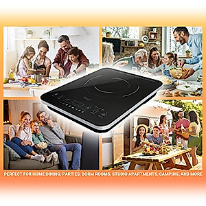 Rosewill Portable Induction Cooktop Burner, 1800W, 8 Cooking Modes, 10 Power/Temp Levels, Touch Panel, LED Display, Timer, Auto Shut-Off, Child Safety Lock, Includes Stainless Steel Pot (RHAI-21001)