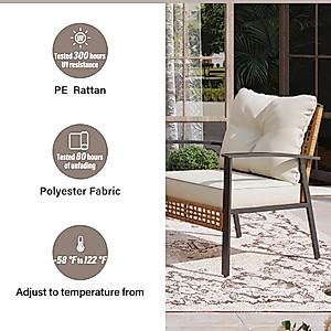 LAUSAINT HOME 4-Piece Patio Conversation Set, Comfortable Oversized Outdoor Furniture Set with Soft Cushion and Storage Metal Coffee Table for Backyard, Porch, Garden and Poolside, Beige