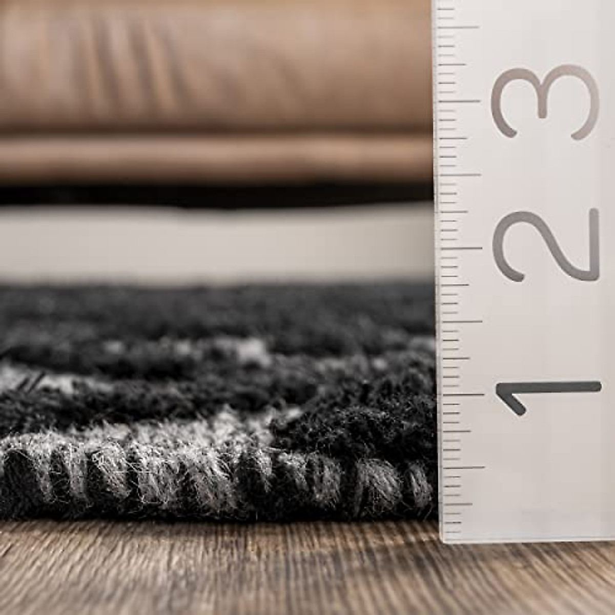 nuLOOM Jinny Moroccan Wool Tasseled Area Rug, 4x6, Dark Grey