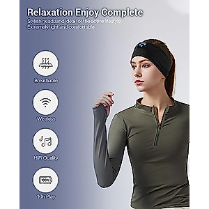 Navly Sleep Headphones, 10Hrs Sports Headband with Soft Cozy Earbuds Comfortable, Headphones Headband with Ultra-Thin HD Stereo Speakers Perfect for Workout,Running,Yoga,Travel