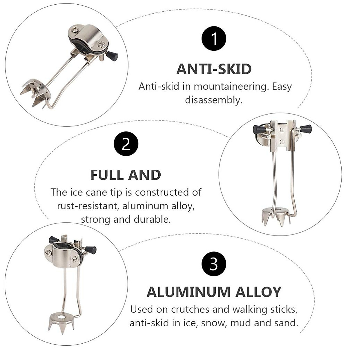 BESPORTBLE Heavy Duty Metal 5 Prong Ice Grip Cane Attachment Replacement Grip for Walking Sticks Trekking Pole Fits On All Canes