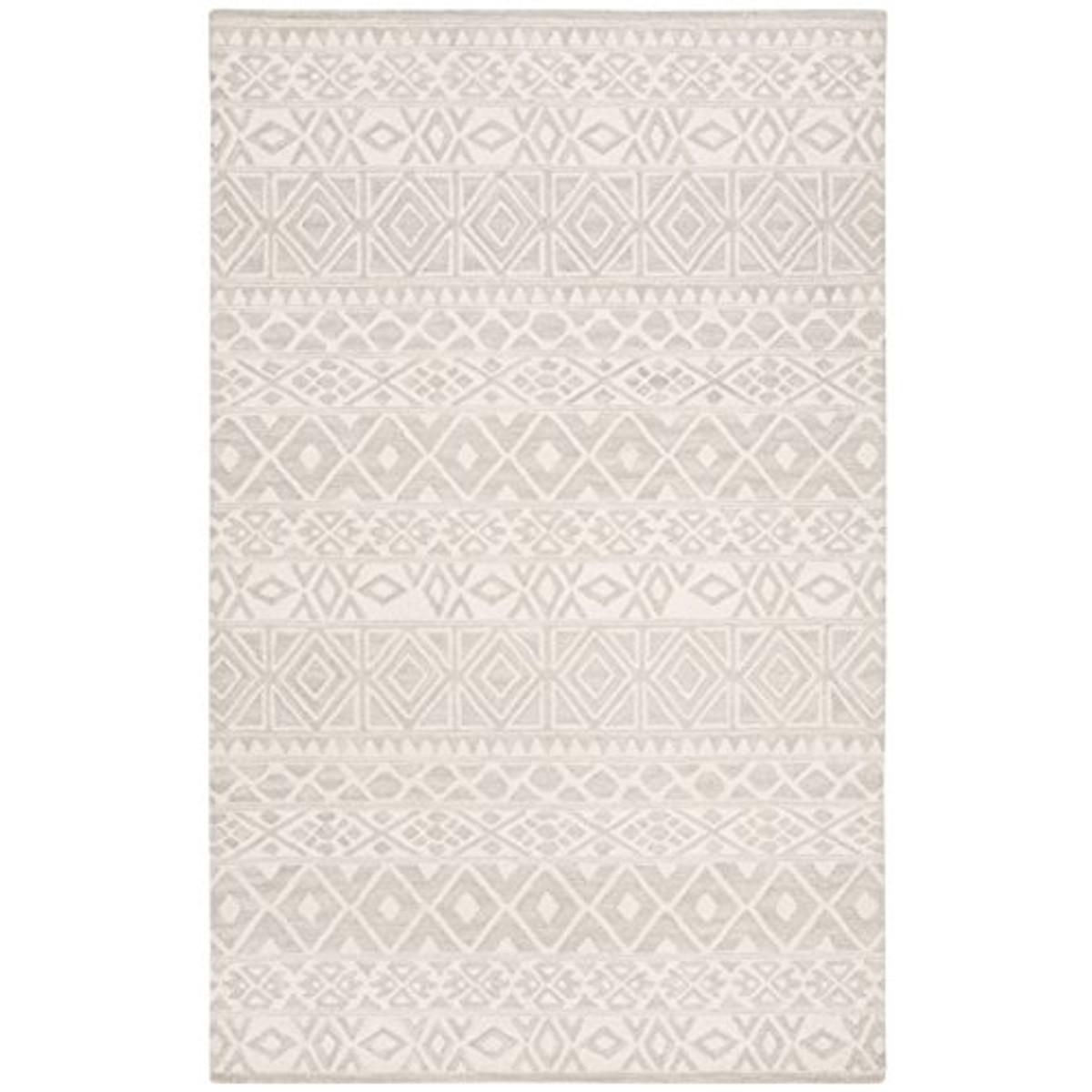 SAFAVIEH Blossom Collection 4' x 6' Silver / Ivory BLM113G Handmade Premium Wool Area Rug