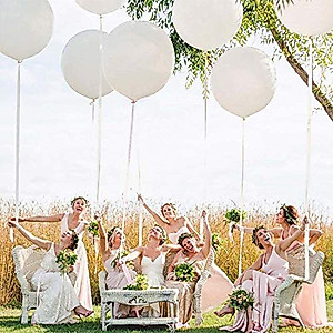 36 Inch Giant Latex Balloon White (Premium Helium Quality), Large Balloons for Birthdays Wedding Photo Shoot and Festivals Christmas and Event Decorations - 6Pcs