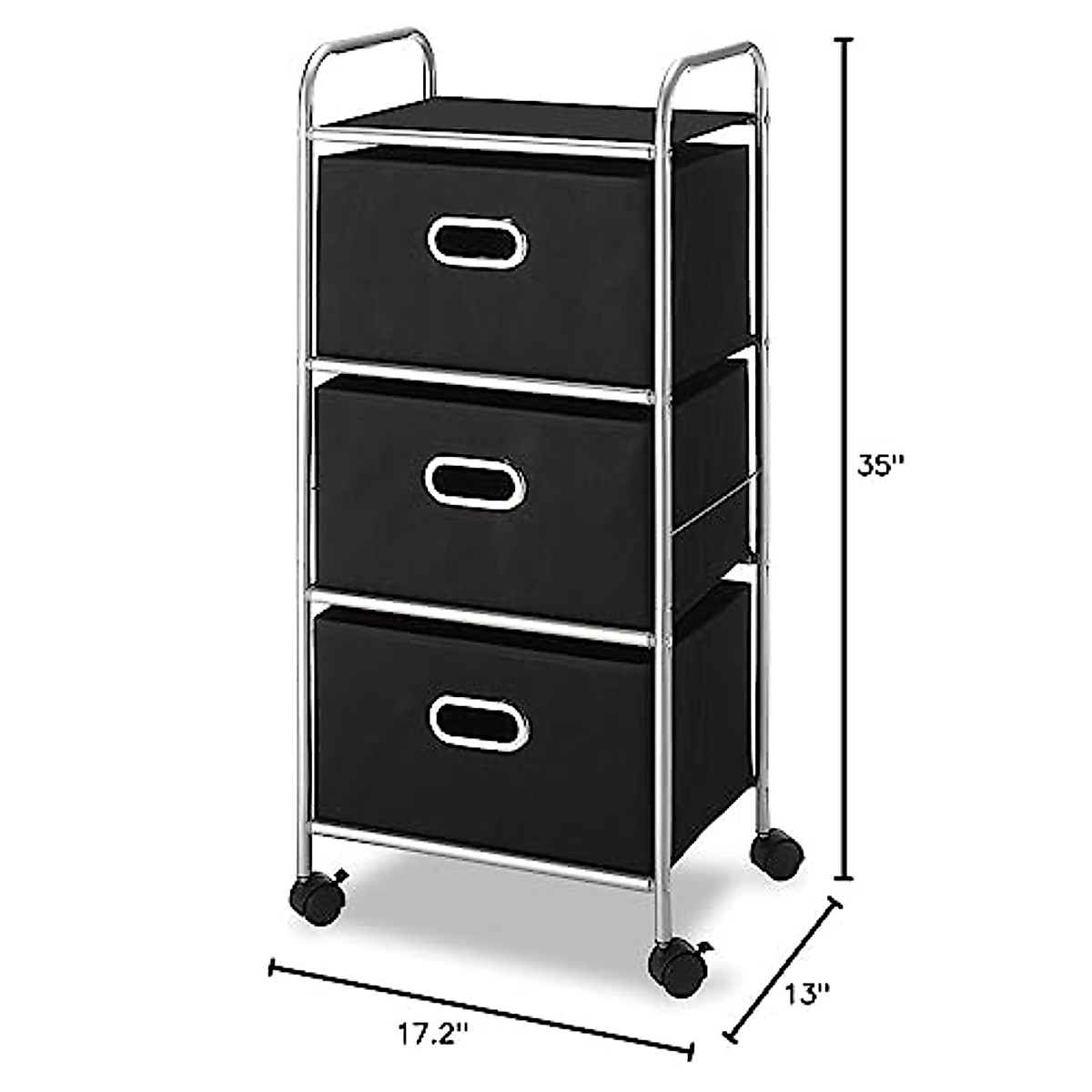 Whitmor 3 Drawer Rolling Cart - Home and Office Storage Organizer