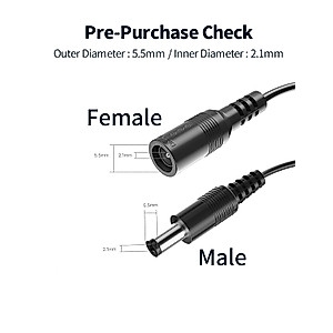 Tonton Power Extension Cable 33ft 10M 2.1mm x 5.5mm Compatible with 12V DC Adapter Cord for CCTV Security Camera IP Camera Standalone DVR