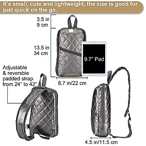 GBLQ PLUS Sling Bags, Iridescent Crossbody Shoulder Puffer Backpack for Women Men, Travel Hiking Small Chest Bag Daypack (Metallic Amber)