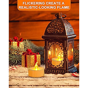 JOSU LED Tea Lights Candles [24 Pack] Flameless Candles, Realistic Battery Operated Candles, Flickering Bright Tealights with Warm Yellow Light for Party, Wedding, Valentine's Day