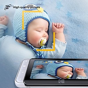 KODAK Cherish C520 WiFi Video Baby Monitor with Above-The-Crib View for Indoor Usage, HD Video on Parent Unit for Constant Monitoring and Phone App for Quick Check-ins