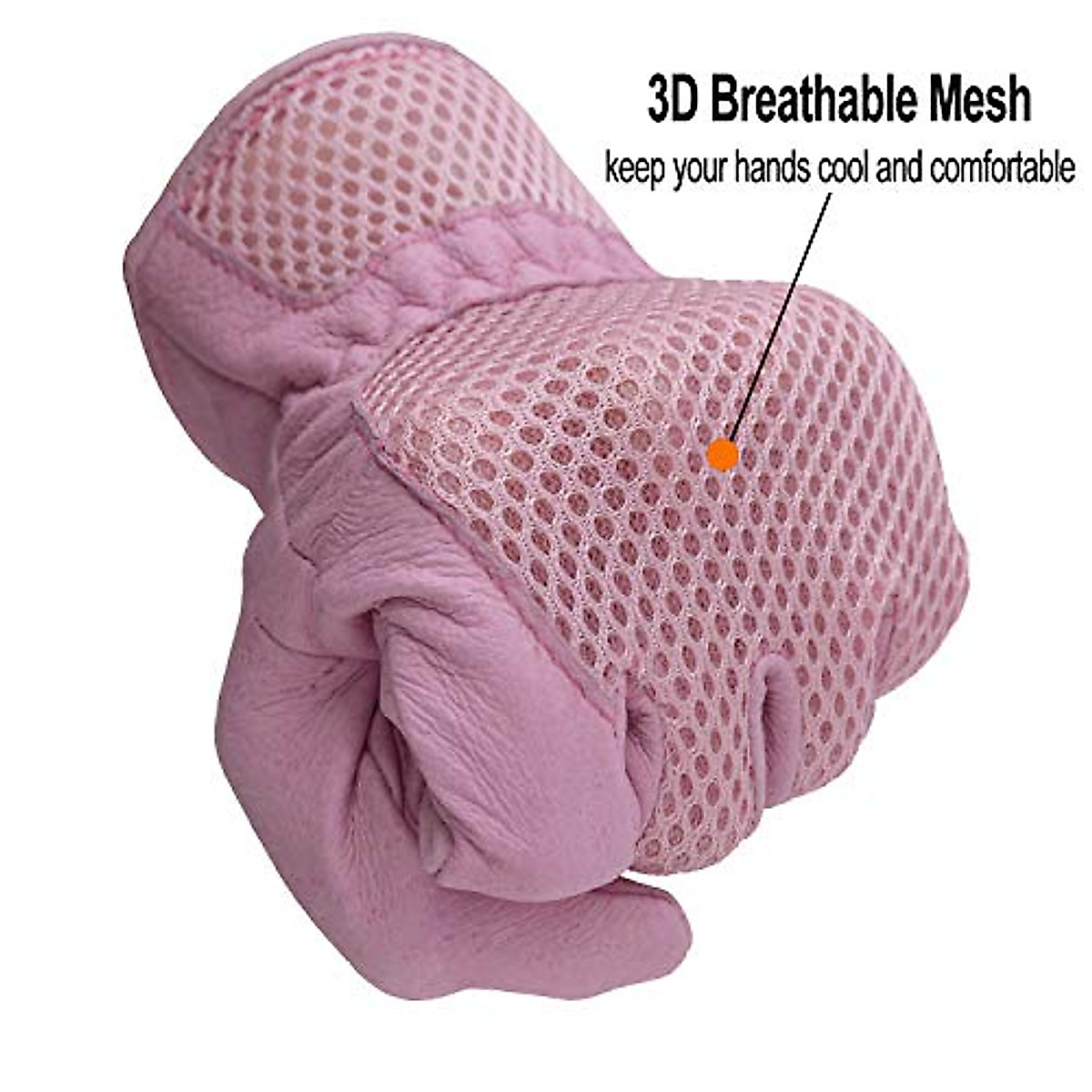 HANDLANDY Womens Garden Gloves, Scratch Resistance Leather Gardening Gloves for Ladise，Yard Gloves 3D Mesh Comfort Fit- Improves Dexterity and Breathability (Large, Pink)