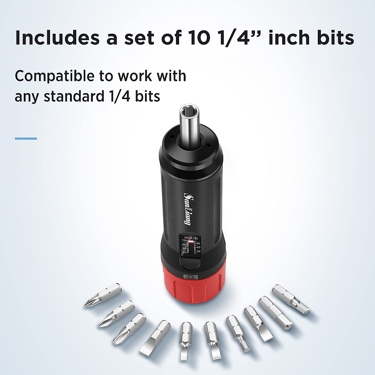 Sanliang Torque Screwdriver Wrench Driver Bits Set 10-70 Inch Pounds lbs for Maintenance,Tools, Bike Repairing and Mounting. (10-70 in-lbs)