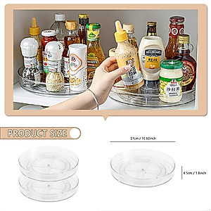 Roninkier Clear Plastic Lazy Susan - Turntable Organization Storage for Kitchen, Bathroom, Office, Bedroom, Living Room, 2-Pack 11-Inch and 1-Pack 11-Inch 2-Tier