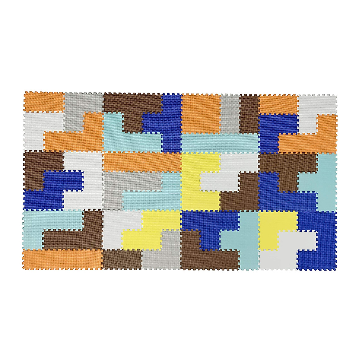 Tadpoles 40 Pc Soft EVA Foam Tetris-Style Playmat Set, Blue and Brown