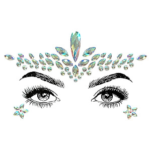 SHINEYES 6 Pcs Music Festival Face Jewels, Rhinestone Rave Face Gems Glitter,Crystal Birthday Party Festival Face Sticker, Eyes Face Body Temporary Tattoos for Festival Party