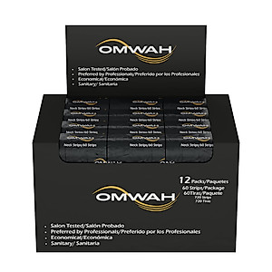 OMWAH Professional Neck Strips (1 Carton- 720 Pieces) - 12 Packs With 60 Per Pack for Hair Cutting, Barber and Salon Use