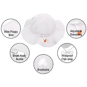 Baby Girl White Infant SPF Toddler Sun Hat with UPF 50+ Adjustable Baby Sunhat, 0-12 Months