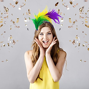 Mardi Gras Women's Headpiece Headbands - 20s 50s Feather Hat Tea Party Cocktail Head Wear Hair Accessories for Women Girls