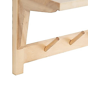 Kate and Laurel Meridien Shelf with Hooks, 24x8x12, Natural