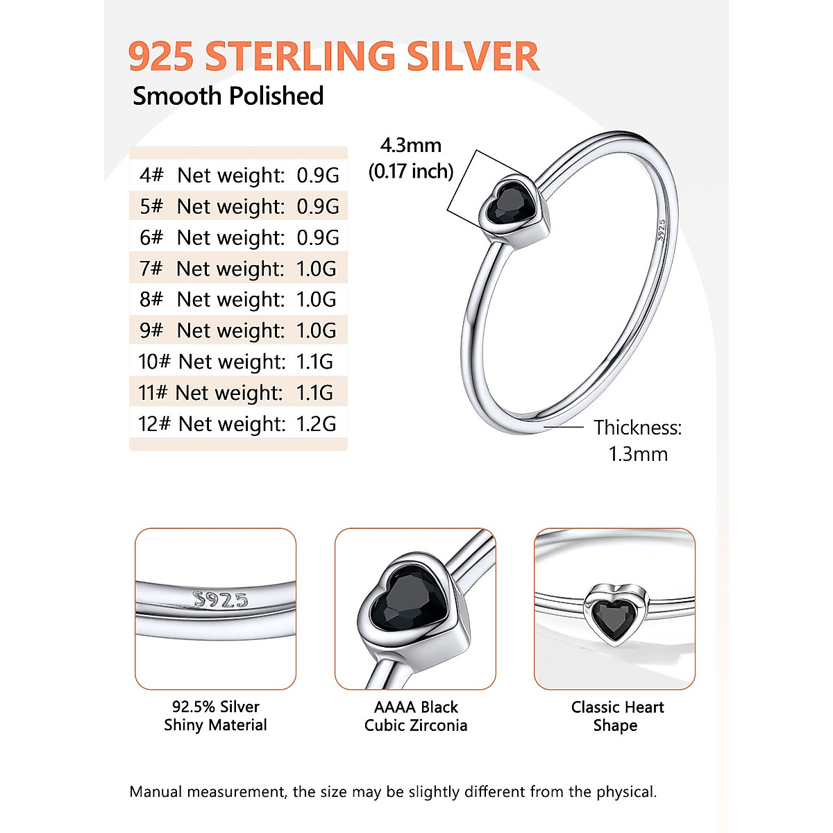 Silver Wedding Band for Woman Heart Cubic Zirconia Jewelry