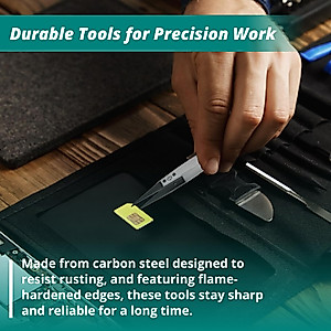Excelta Straight Tweezers with Replaceable Tips, Anti-Magnetic Stainless Steel, Heat Resistant up to 480°F, Elite