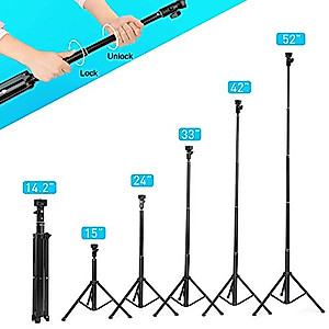 Selfie Stick Tripod 52 Inch Cell Phone iPhone Tripod Stand with Bluetooth Remote Smartphone for iPhone 11 Xs X 6 7 8, Android Cellphone Gopro Camera Mount Portable Monopod Feet Travel Lightweight …