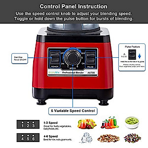 BioloMix Heavy Duty Professional Blender, Peak 2200W Commercial Grade Bar Blender With 70Oz Container For Shakes, Smoothies, Ice Crushing, Frozen Fruits, Soups, Dry Grinding (Red)
