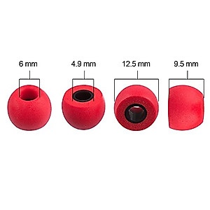 Xcessor FX4.9 (M) 4 Pairs of Round Memory Foam in Ear Earphone Medium Size Earbuds. Replacement Ear Tips for All Popular in-Ear Headphones. Red