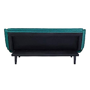 Modway Glance Mid-Century Modern Upholstered Fabric Convertible Futon Sofa Bed Couch In Teal
