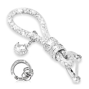 yonwait Pack-1 B-ling Crystal Car Keychain, Keychain Accessories With B-ling Rhinestones, Car Key Chains Glitter Key Ring (Silver)