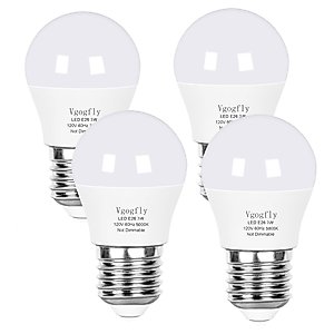 Vgogfly 3W LED Bulb Equivalent 25 Watt Light Bulbs, A15 Daylight 5000K Energy Saving Low Watt E26 Base Bulb for Home Bedroom(4-Pack)