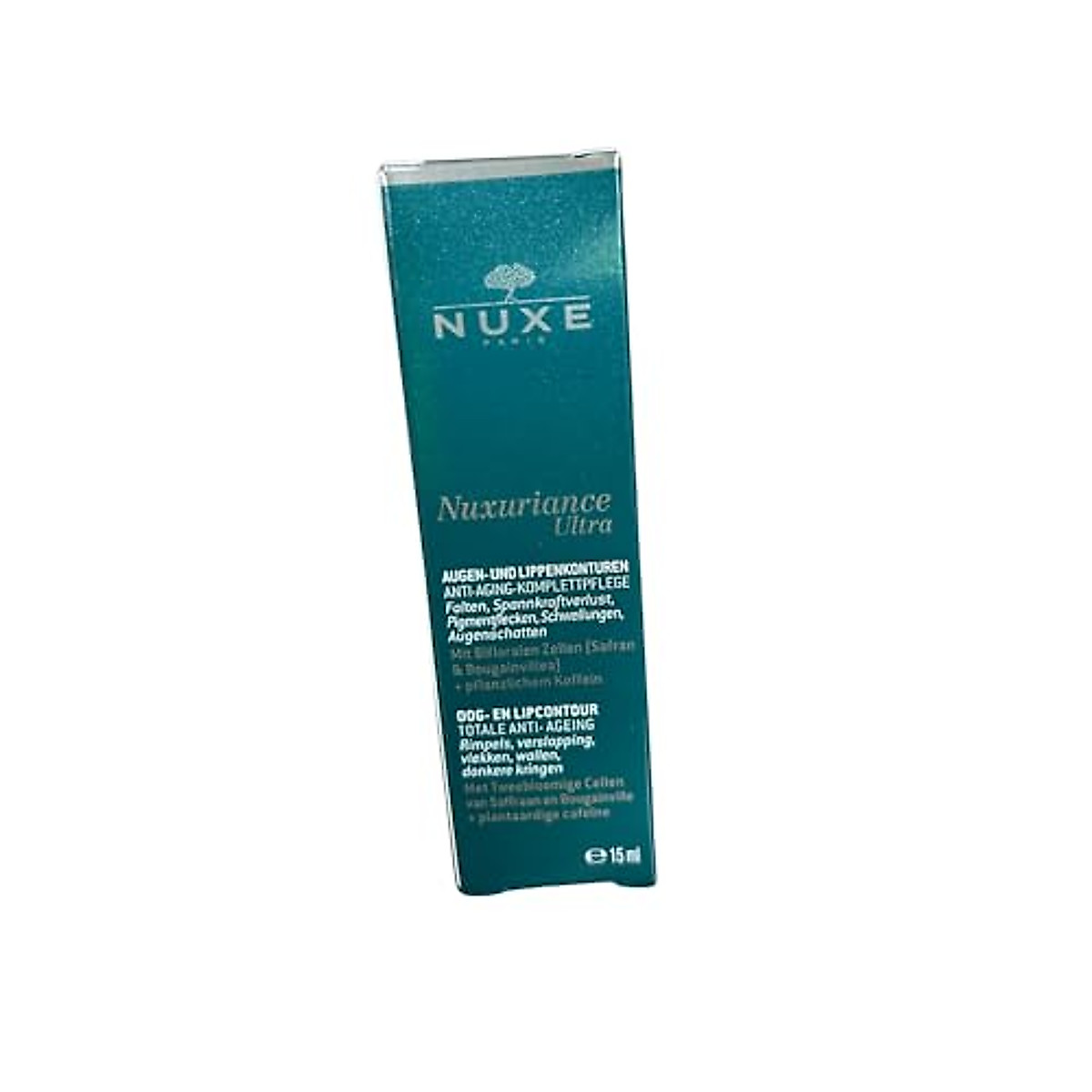 NUXE Nuxuriance Ultra Eye & Lip Cream - Under Eye Anti-Aging Treatment with Caffeine for Wrinkles, Puffiness & Bags, 0.51 Oz