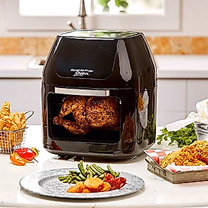 PowerXL Air Fryer Pro, Crisp, Cook, Rotisserie, Dehydrate; 7-in-1 Cooking Features; Deluxe Air Frying Accessories; 3 Recipe Books (6 QT Red)