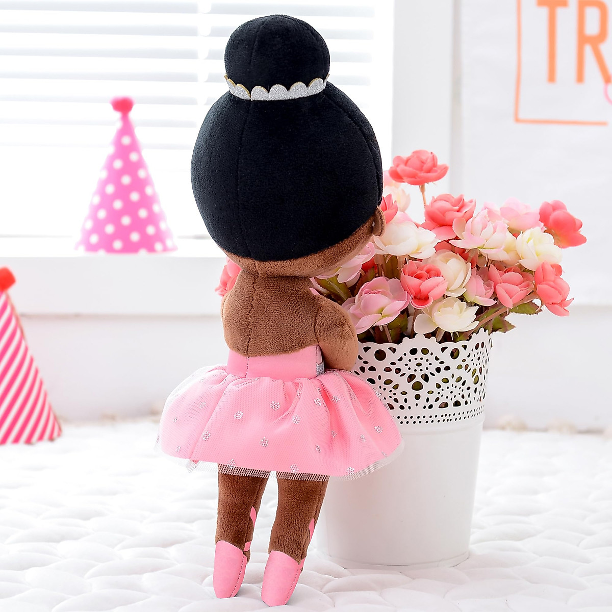 Gloveleya Ballet Dolls Baby Girl Gifts Plush African American Ballerina Doll Bronze 13"