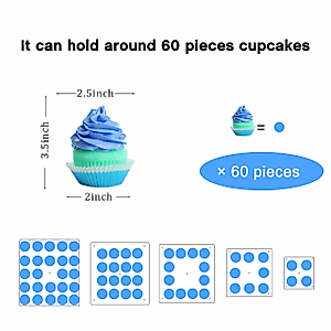 YestBuy 3 Tier Shelf Cake Pop Stand (Blue) + 5 TierPremium Cupcake Holder, Acrylic Cupcake Tower Display, Cady Bar Party Décor, Acrylic Display for Pastry Weddings, Birthday (Blue)