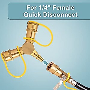 SHINESTAR 1/4" RV Propane Quick Connect Y Splitter for RV, Trailer, Camper and More, 2 Way LP Gas Adapter with 1/4" Quick Disconnect