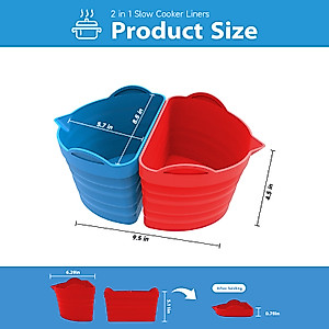 Slow Cooker Liners, Silicone Crock Pot Liners Compatible with Crockpot, Reusable Slow Cooker Divider Insert for 6-8 Quart Crock Pot, Safe Cooking Liner, BPA Free, Easy Cleanup