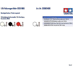 Tamiya 24136 1/24 Volkswagen 1300 Beetle 1966 Plastic Model Kit