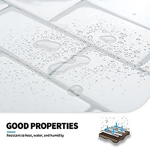 Art3d 10-Sheet Peel and Stick Backsplash, 12 in. x 12 in. Subway 3D Wall Panels, Mono White with Gray Grout