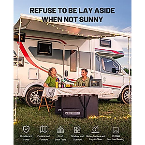 Innopower S100 2 in 1 Solar Panel Table, 100W Portable for Power Station with 20-70°Adjustable Kickstand, 15KG Bearing Foldable Splicable Table Camping RVs or Backyard Use