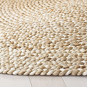 SAFAVIEH Natural Fiber Collection Area Rug - 3' Round, Natural & Ivory, Handmade Boho Charm Braided Jute, Ideal for High Traffic Areas in Living Room, Bedroom (NF804B)