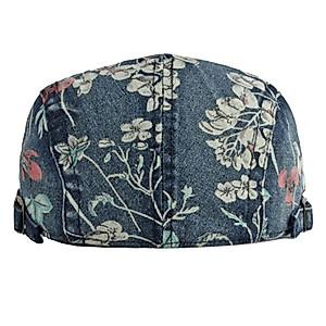 Qianuer Denim Newsboy Hats for Men Women Adjustable Ivy Flat Cap Gatsby Cabbie Driving Hat