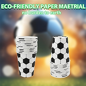 EaciTown Soccer Themed Party Cups 9OZ Paper Soccer Ball Pattern Drinking Cups Soccer Birthday Party Favors Soccer Baby Shower Supplies (30), Standard