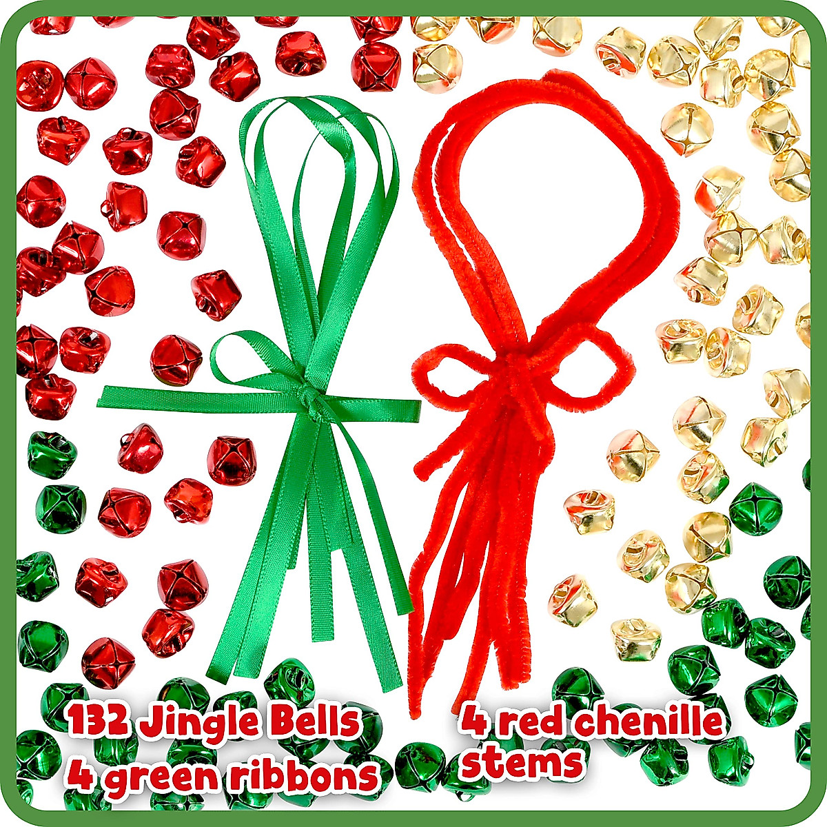 READY 2 LEARN Christmas Crafts | Create Your Own Jingle Bell Wreath Ornaments | Set of 4 | DIY Ornaments for Kids | Christmas Tree Decoration | All Materials Included