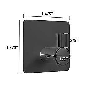 VAEHOLD Black Adhesive Hooks 6 Pack, Heavy Duty Wall Hooks Aluminum Hooks for Hanging Coat, Hat, Towel, Robe, Key, Clothes, Towel Hook Wall Mount for Home, Office, Kitchen, Bathroom(6, Black)