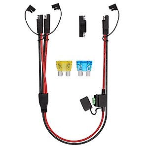 iGreely 10 Gauge SAE Spliiter Extension Cable with SAE Polarity Reverse Adapter 1 to 2 Splitter Connector with Inline Fuse Holder 30A for Solar Panel Automotive RV Portale Power Station 10AWG